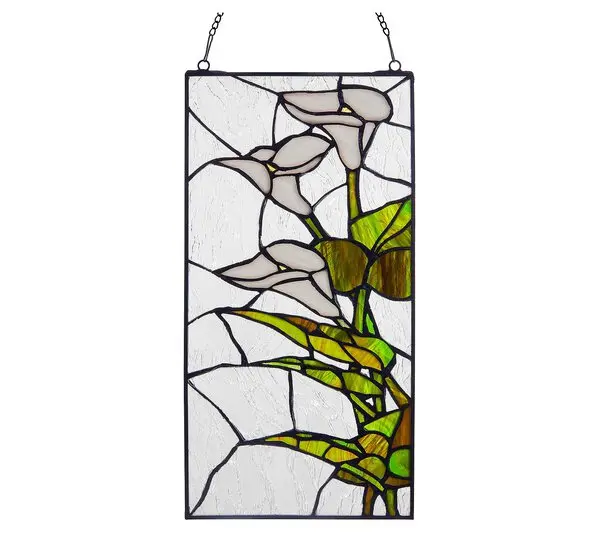 RIVER OF GOODS 16'h Calla Lilies Stained Glass Indow Panel