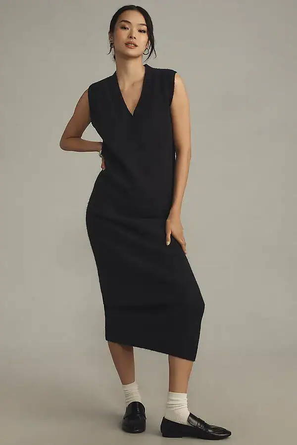 Sunday In Brooklyn Sweater Vest Midi Dress In Black - 38% Off | Editorialist