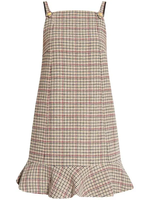 GANNI Sleeveless Checked Minidress