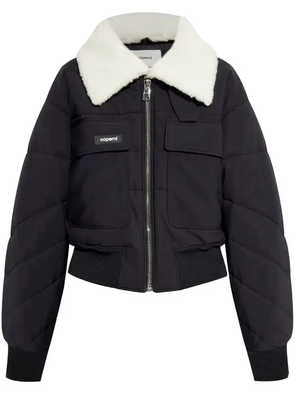 Coperni Logo-patch Faux-shearling Puffer Jacket - Black