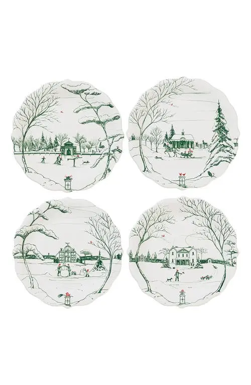 JULISKA Country Estate Winter Frolic Set Of 4 Party Plates - Evergreen