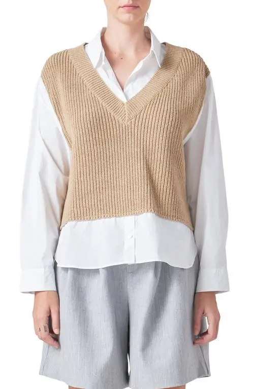 GREY LAB Layered Look Sweater With Shirt