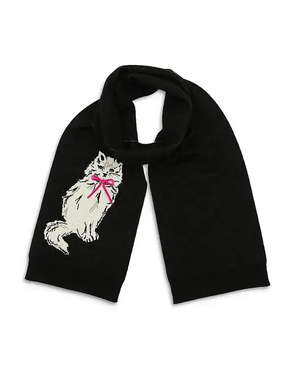 Kate Spade New York Pretty Kitty Wool Scarf Black Editorialist