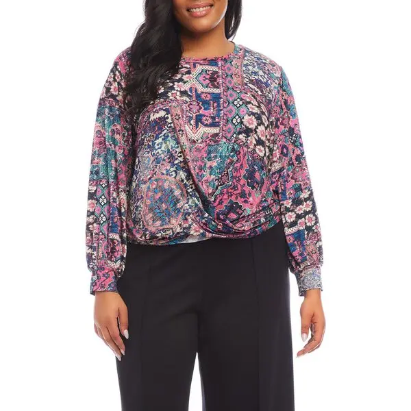 Karen Kane Abstract Drape Front Top