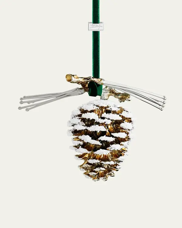 Michael Aram Pine Cone Snowy Christmas Ornament - Goldwhite