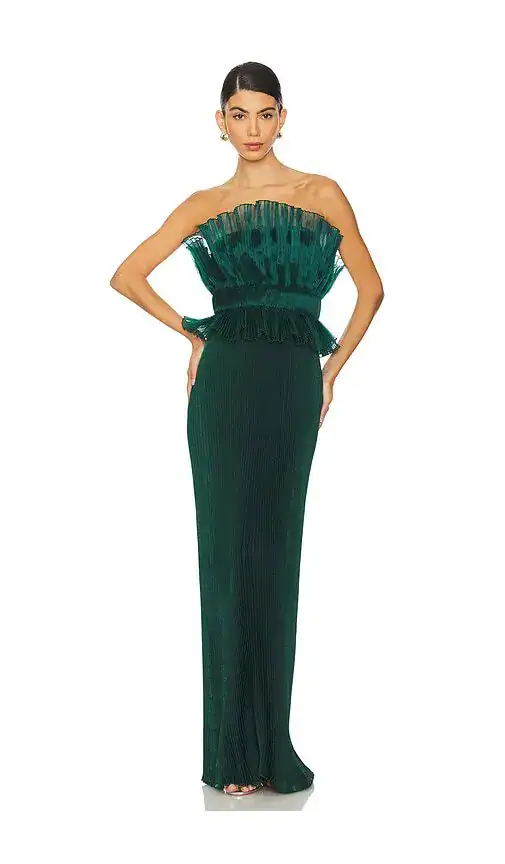 green masquerade dress Samantha Bow Detail Maxi Dress