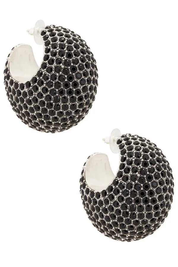 Isabel Marant Boucle D'oreill Rhinestone Earrings - Black & Silver