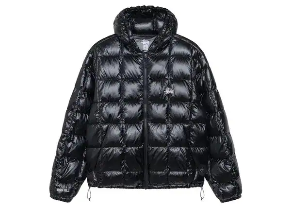 StüSsy Midweight Hooded Puffer - Black | Editorialist