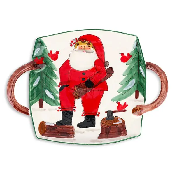 VIETRI Old St. Nick Handled Square Platter