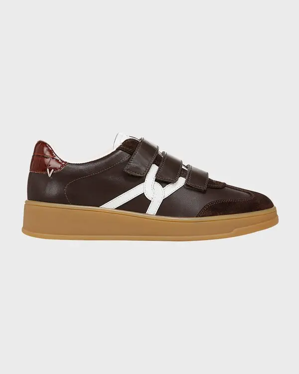 Veronica Beard Reagan Leather Sneakers - Espresso