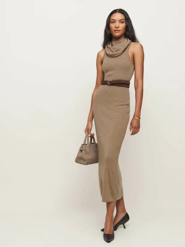 REFORMATION Simone Regenerative Merino Dress - Camel