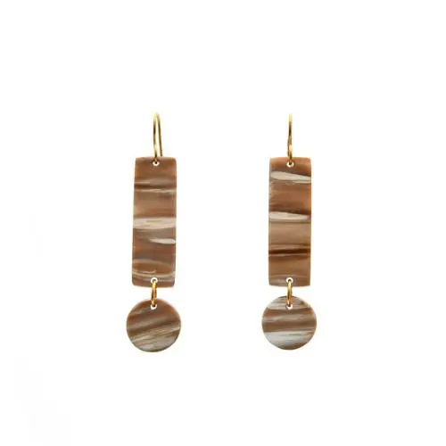 MAADILI COLLECTIVE Horn Dangle Earrings - Brown