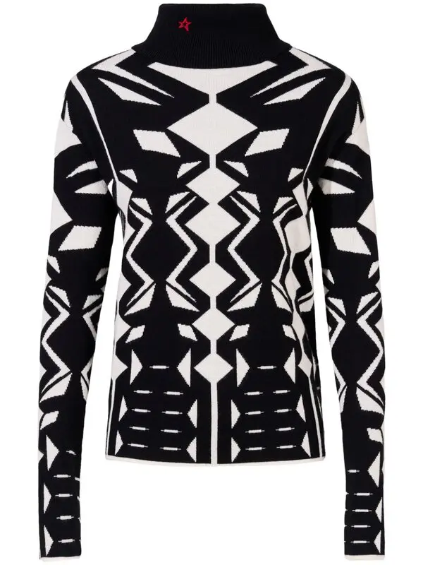 Perfect Moment Geometric Merino Wool Sweater - White