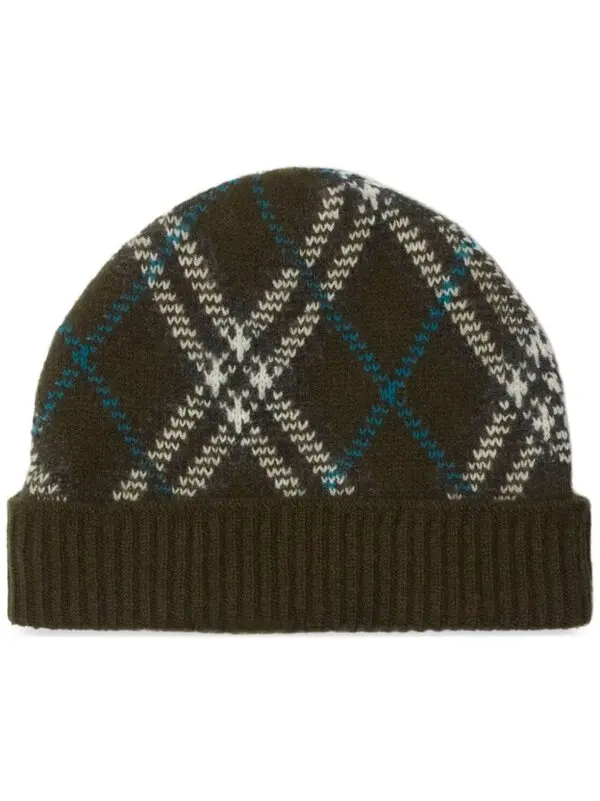 Burberry Check Beanie - Grey