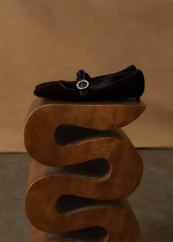 ME+EM Velvet Square Toe Ballerina Flat
