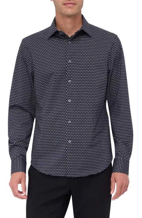 Bugatchi James Ooohcotton® Dot Button-up Shirt - Black