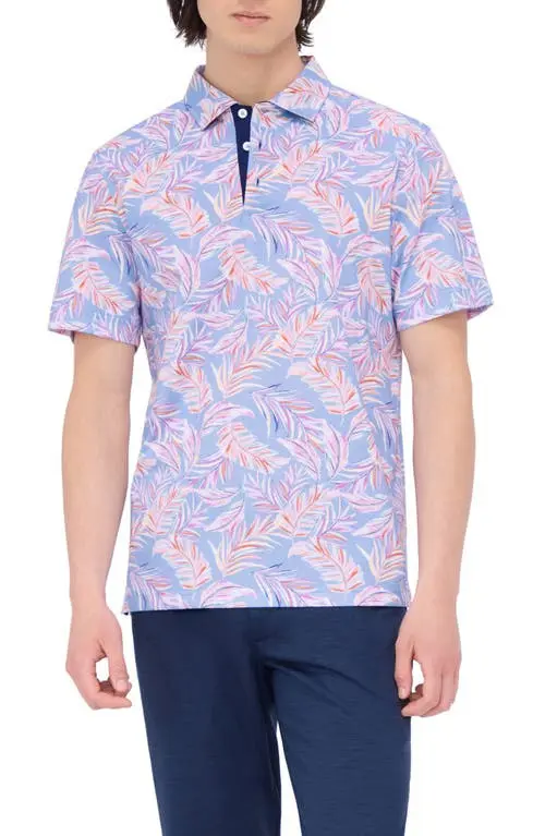 Bugatchi Hendrix Digital Leaf Print Pima Cotton Polo - Sky