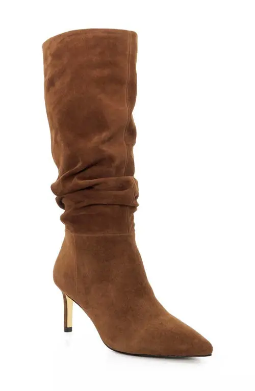 Dune London Slouch Pointed Toe Knee High Boot - Dark Tan