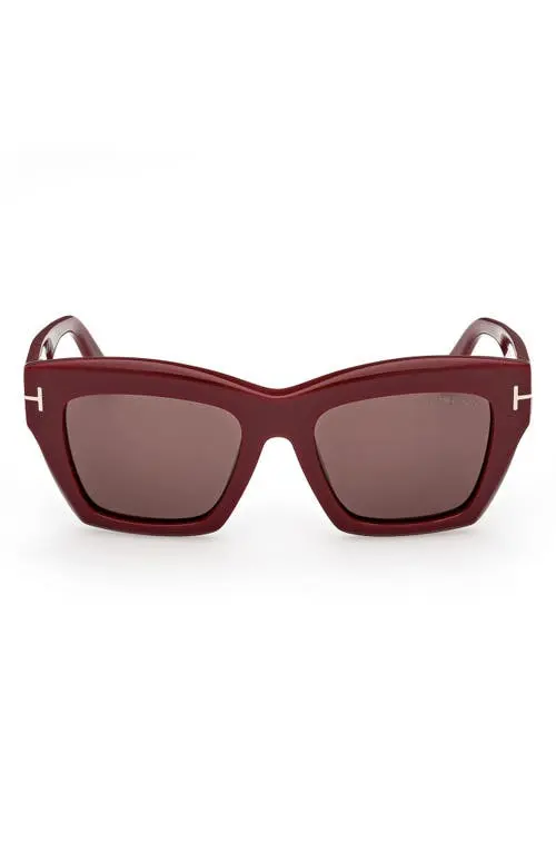 TOM FORD Luna Butterfly Sunglasses - Shiny Solid Bordeaux/ Brown
