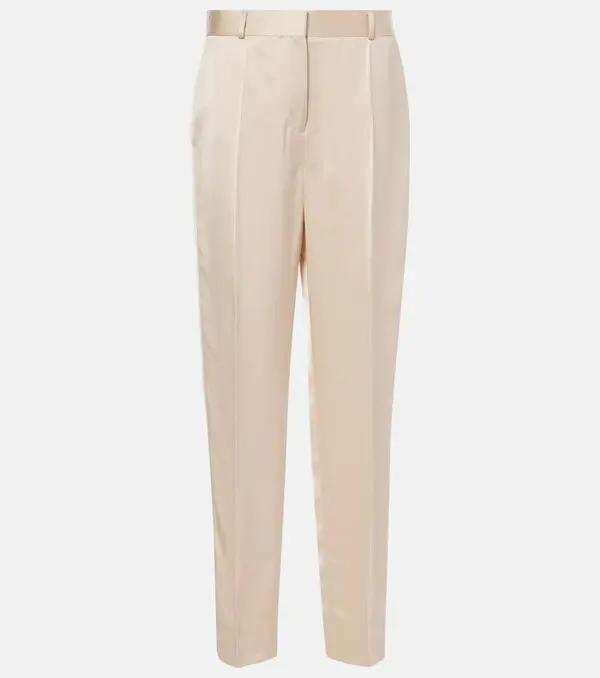 TOTÊME High-rise Satin Straight Trousers - White