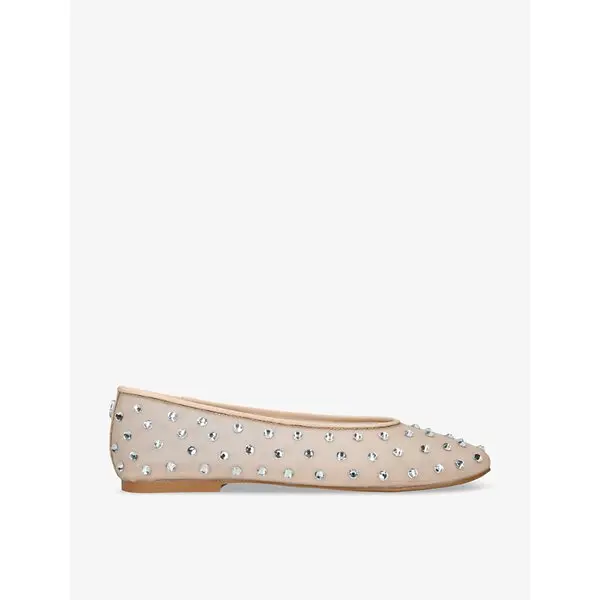 Steve Madden Rhinestone-embellished Mesh Ballet Flats