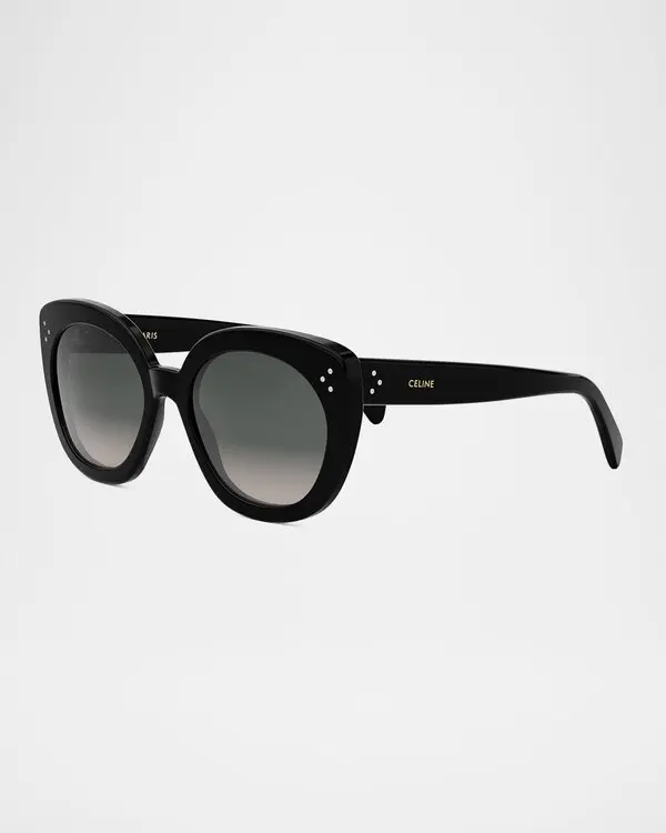 Celine Bold 3 Dots Butterfly Sunglasses - Shiny Black Gradient Brown