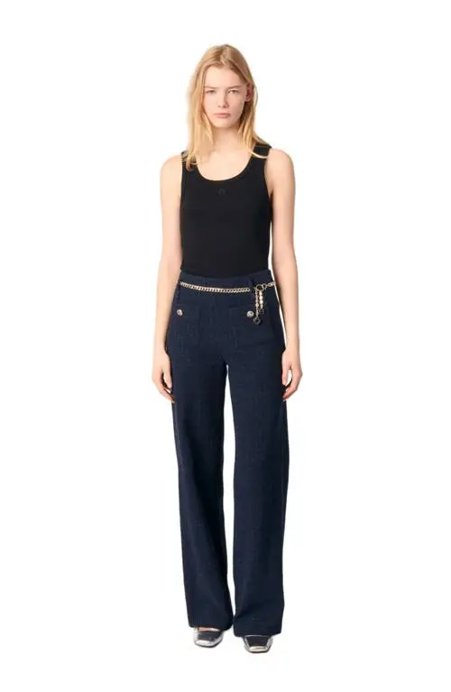 Maje Rib Knit Tank Top - Black