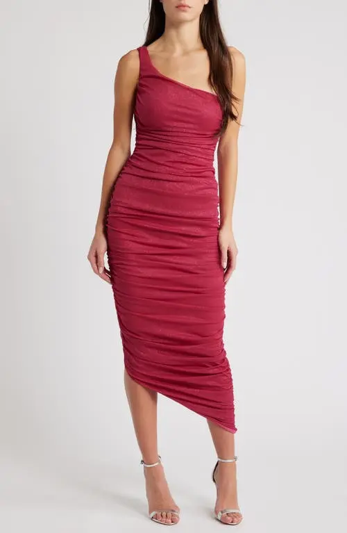 JUMP APPAREL Ruched One-shoulder Midi Dress