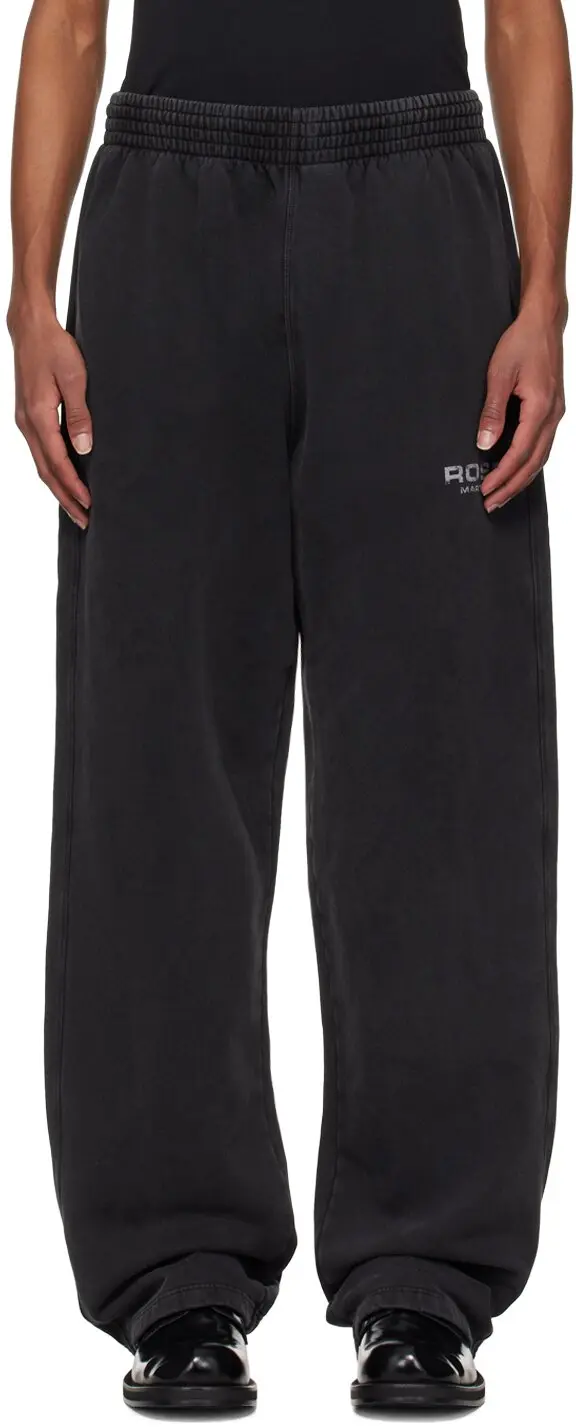 Martine Rose Black Wide Leg Track Pants In Black Washed Rose - 17 