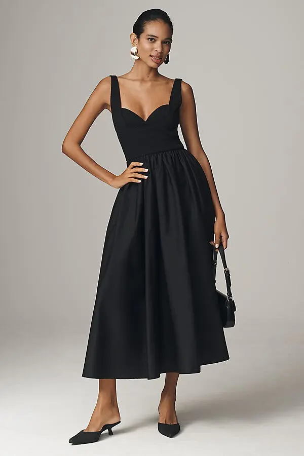 knee length dresses for ladies White Cotton Poplin Midi Dress main image 0
