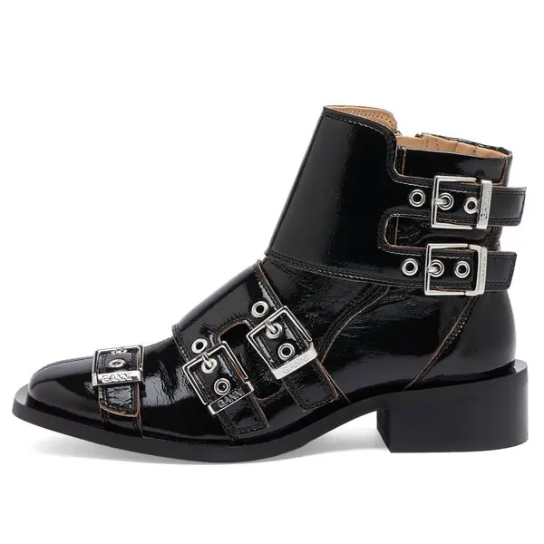 GANNI Feminine Buckle Naplack Boots