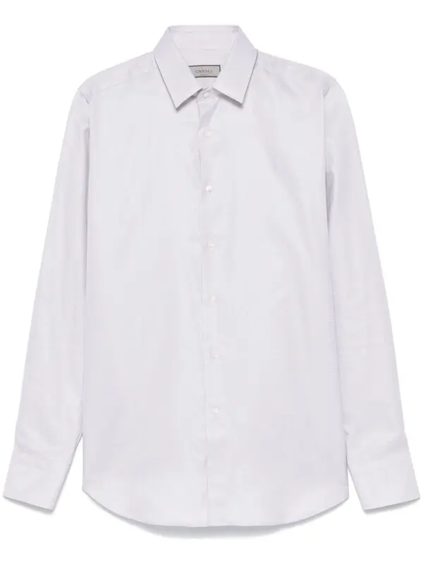 Canali Geometric-pattern Shirt - Grey