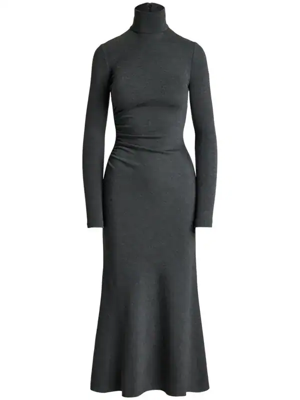 Ralph Lauren Soft Jersey Long-Sleeve Dress - Grey | Editorialist