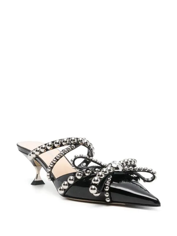 Mach & Mach 55mm Studded Leather Mules - Black