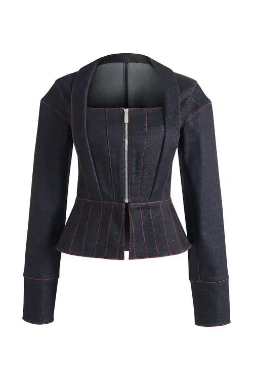JENDUE Davidson Corset Denim Jacket