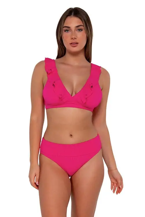 SUNSETS Willa Wireless Dd Cup Bikini Top - Begonia Sandbar Rib