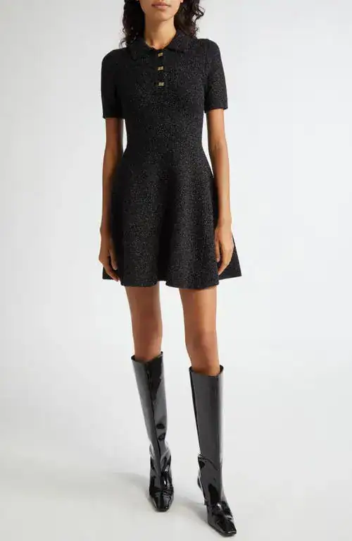 Ganni Sparkle Knit Short Sleeve Minidress In Black 45% Off