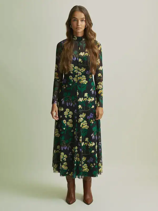 Florere Fit-And-Flare Mesh Midi Dress In Multi - 65% Off | Editorialist