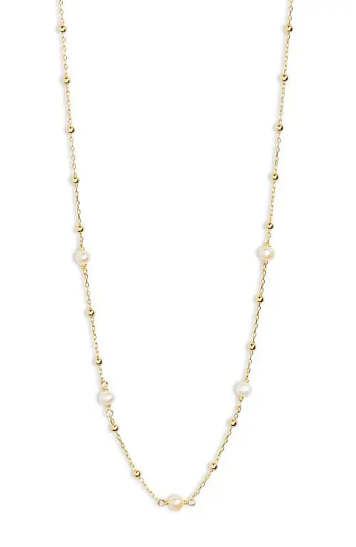Argento Vivo Freshwater Pearl Ball Chain Necklace - Gold