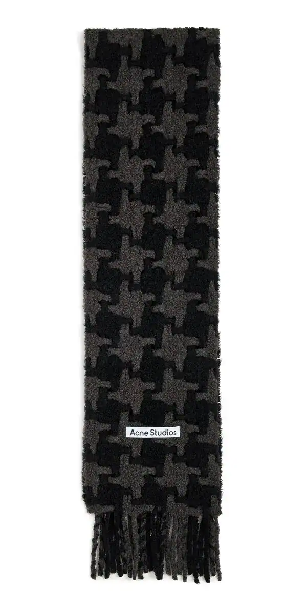 Acne Studios Houndstooth Scarf In Black/Grey 30% Off Editorialist
