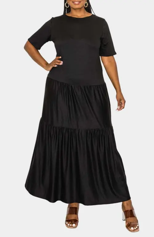 L I V D Jourdan Tiered Maxi Dress - Black
