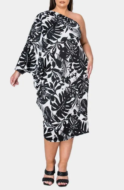 L I V D Selina One-shoulder Midi Dress - Black Ivory
