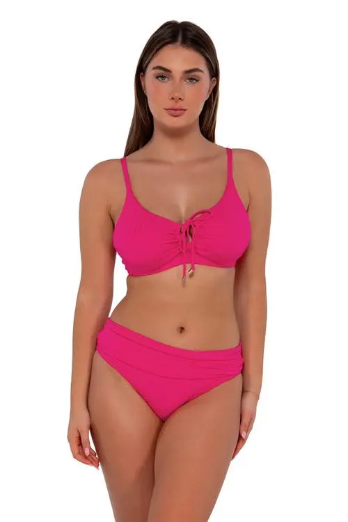 SUNSETS Kauai Keyhole Dd Cup Bikini Top - Begonia Sandbar Rib