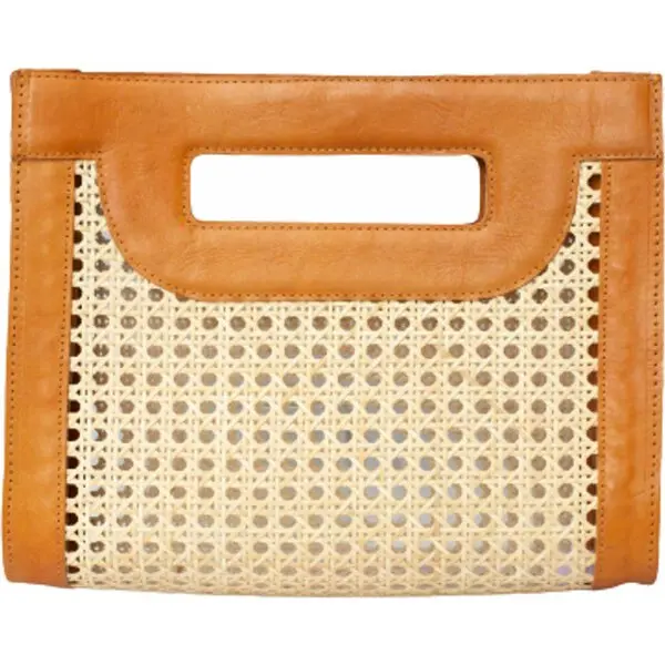 JELAVU Venice Cane Clutch Bag - Cognac