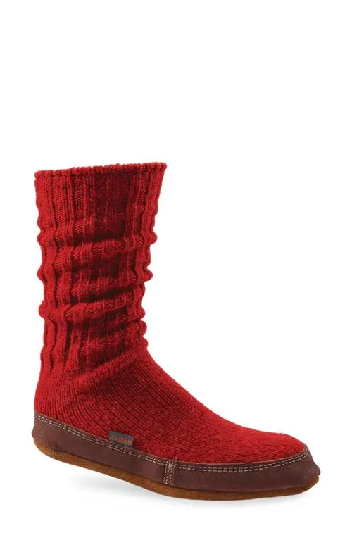 Acorn Gender Inclusive Slipper Socks - Crimson Rag Wool