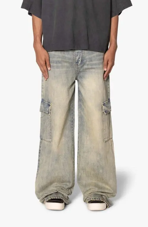 Mnml Void Baggy Denim Cargo Pants - Medium Blue