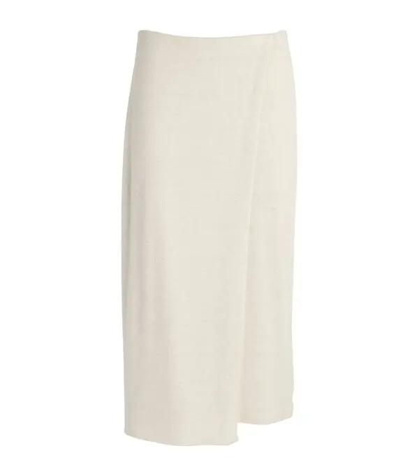 Vince Knitted Mock-Wrap Midi Skirt In Ivory 12% Off Editorialist