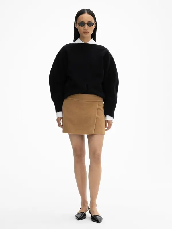 HOUSE OF DAGMAR Wool Mini Wrap Skirt