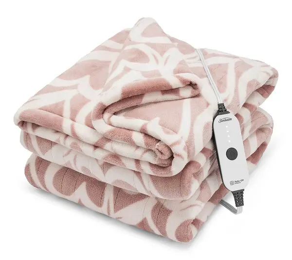 SUNBEAM Electric Throw Nordic Velvet Sherpa Hea Ted Blanket