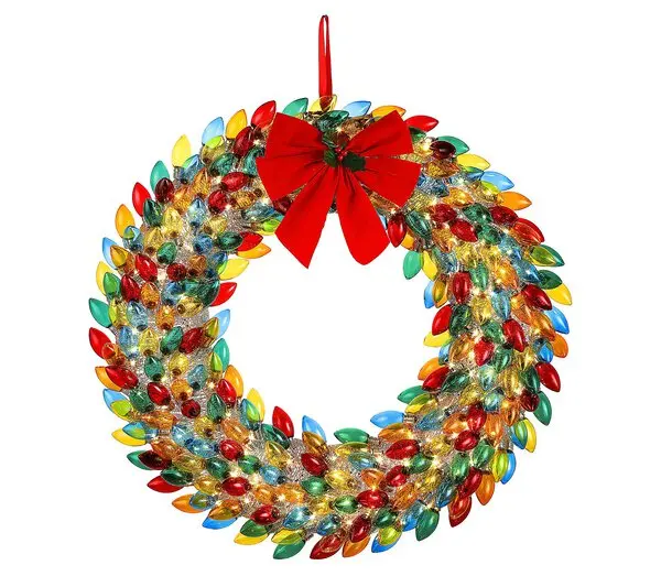 MR. CHRISTMAS 30 In. Retro C9 Bulb Wreath Mul Ti-color